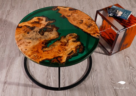 31.5emerald River Table American Fir Burl Resin Table for | Etsy