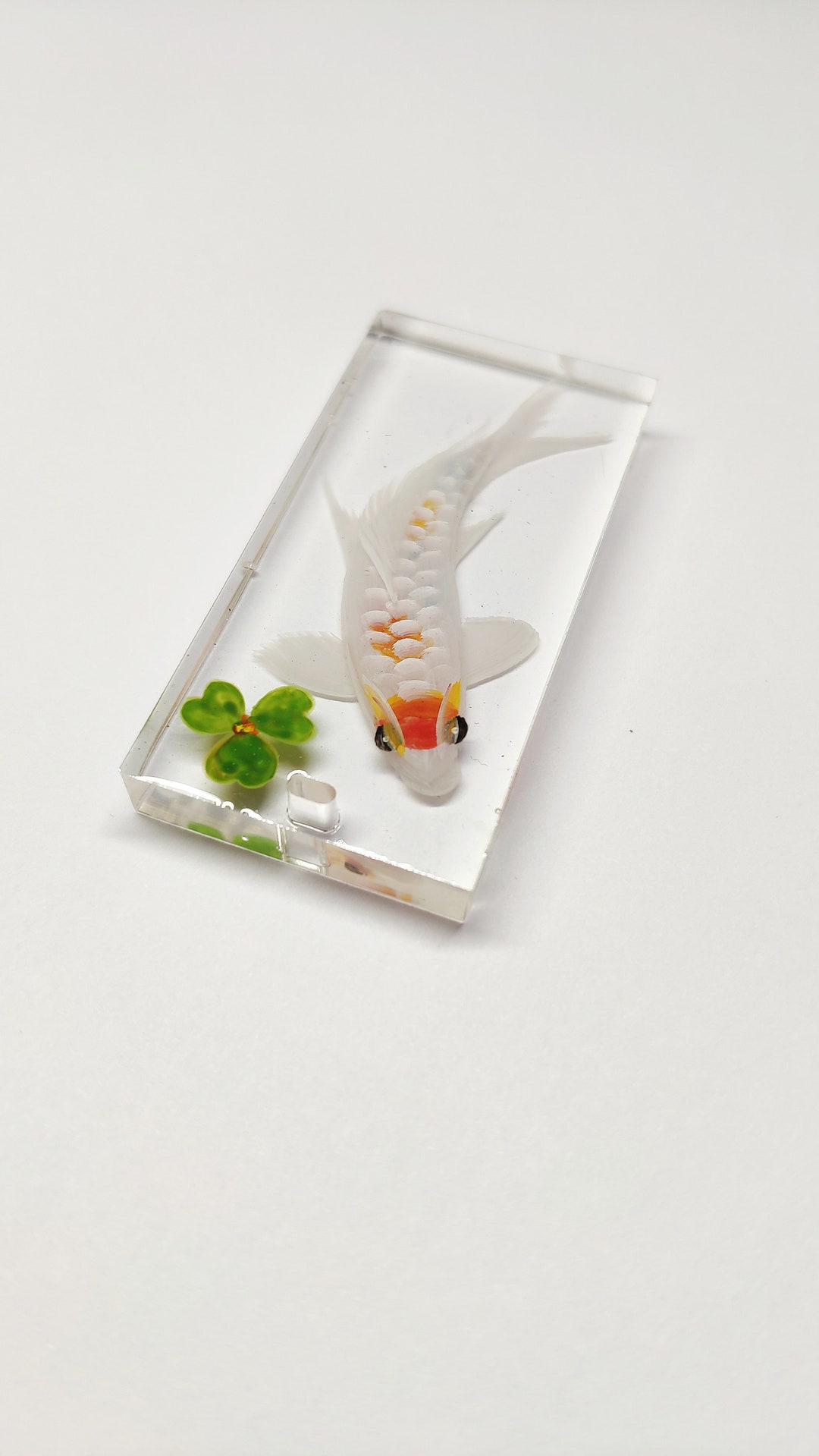 Classic White Fish Necklace Resin Art, 3D Resin Jewelry, Unique Pendant ...