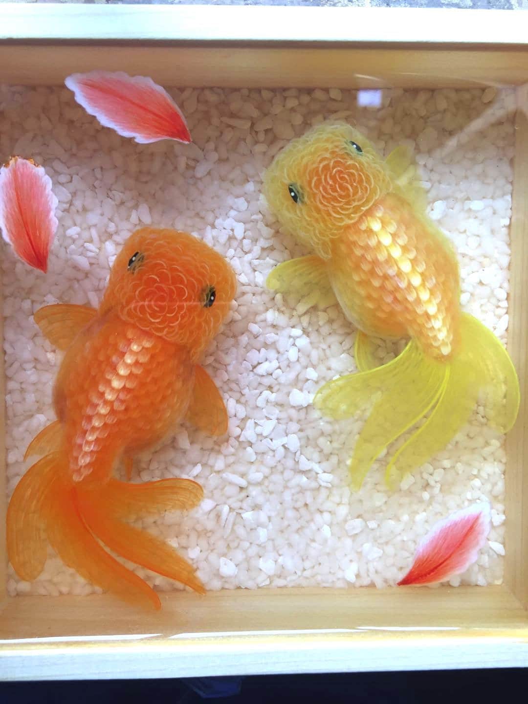 Ranchu Goldfish Resin Art Table Decor, Fish Resin Painting, Xmas Gift ...