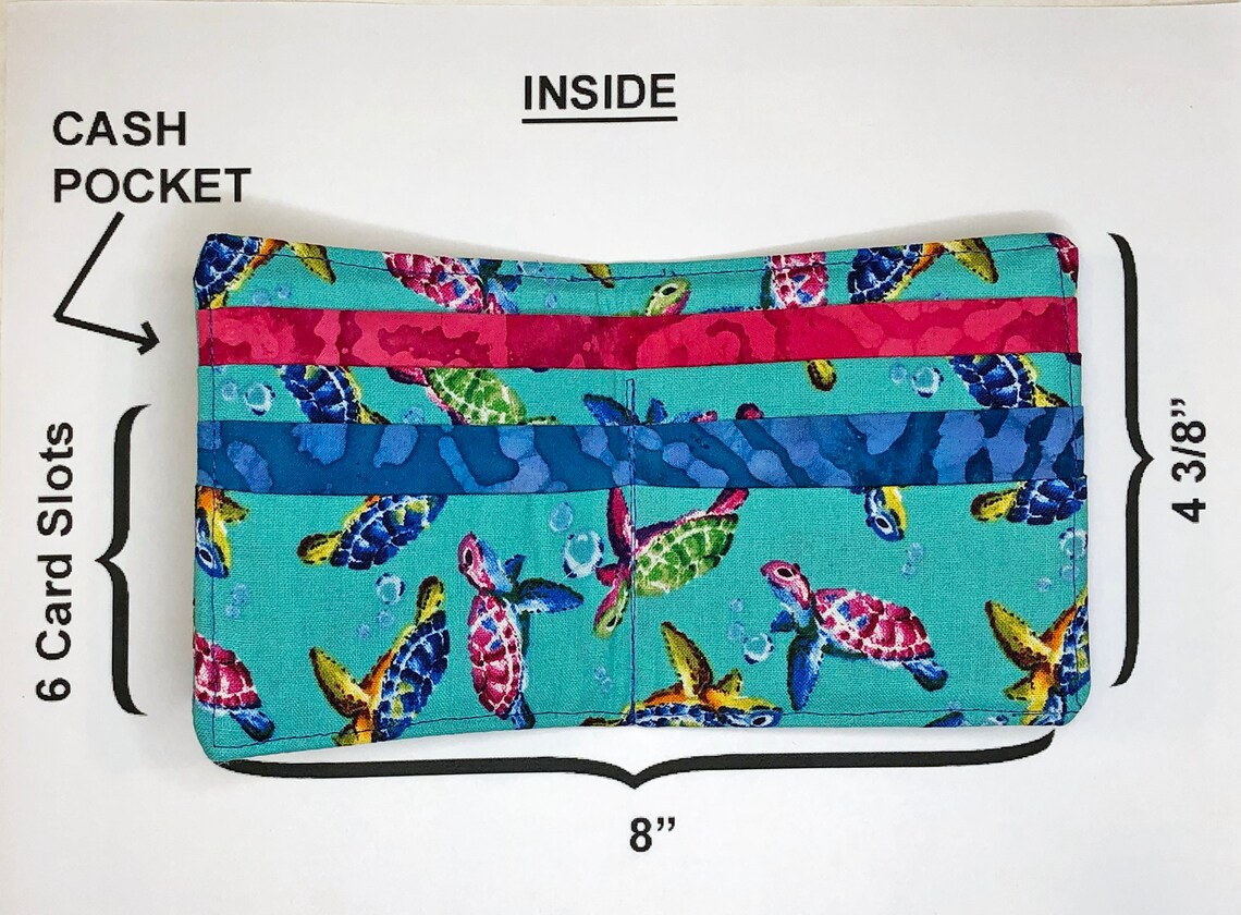 Bifold Wallet - Teal Aloha Sea Turtles - RFID PROTECTION - Fits Most ...
