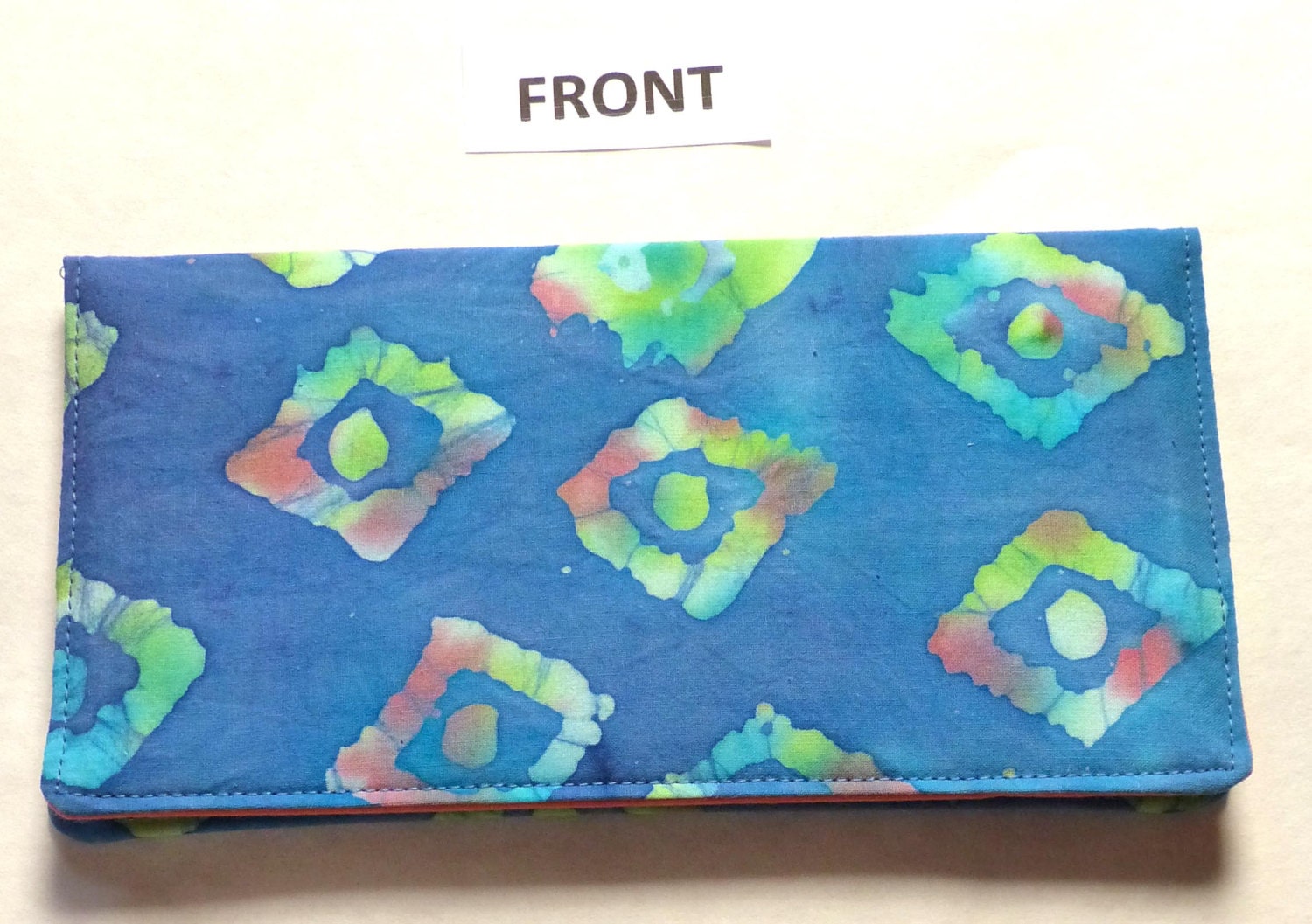 Batik Checkbook Cover: Blue With Colorful Diamonds - Etsy