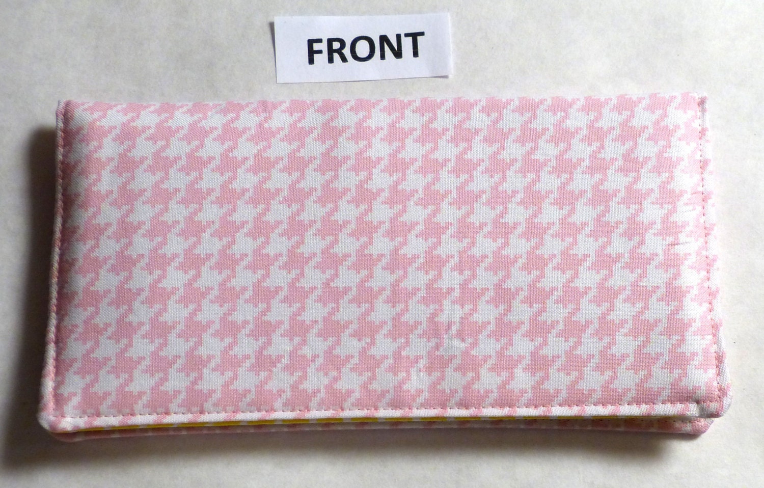 Pink/white Houndstooth Checkbook Cover - Etsy