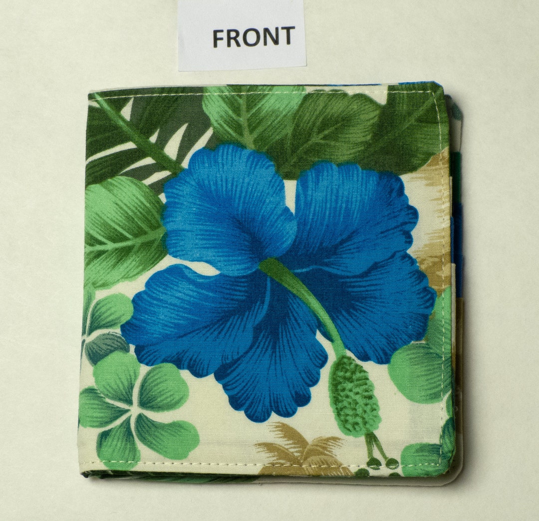 Bifold Wallet - Hawaiian Aloha - Blue Hybiscus and Palm Trees - RFID ...