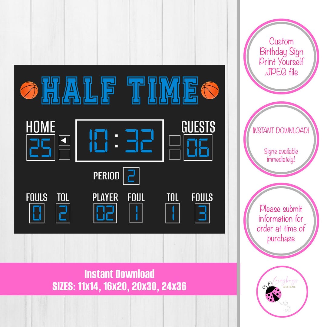 Basketball Scoreboard Printable - It's Halftime Photoshoot Props ...