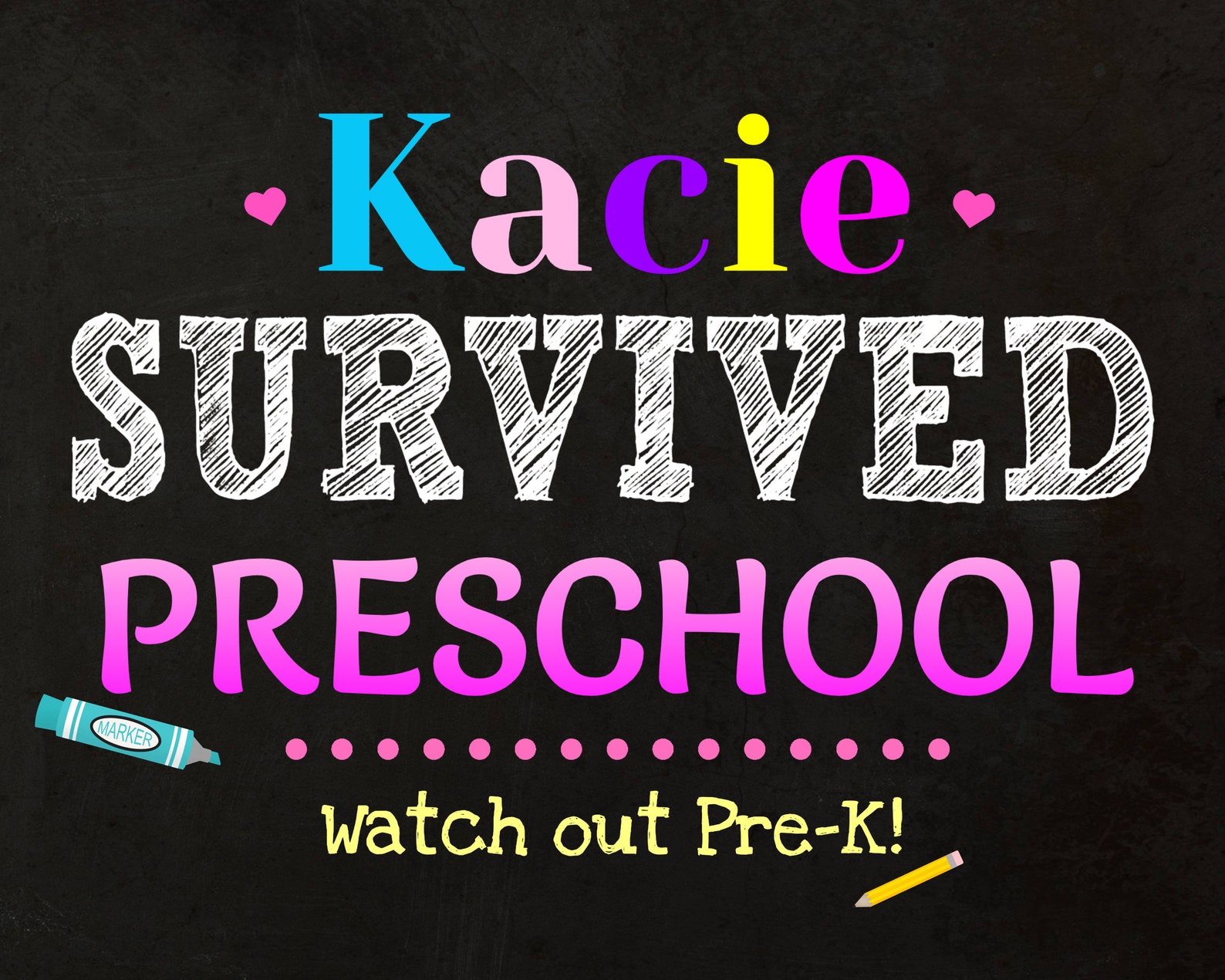 I Survived Preschool Sign Editable Last Day of School | Etsy