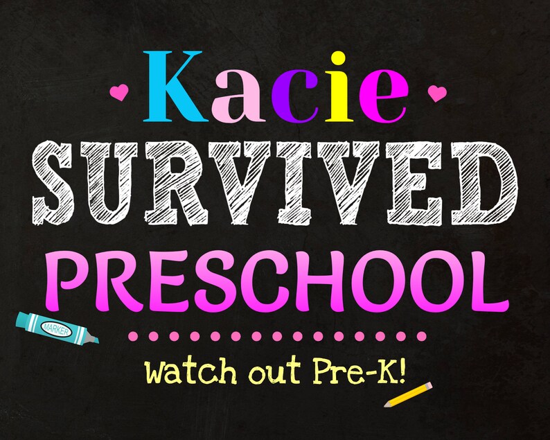 I Survived Preschool Sign Editable Last Day of School | Etsy