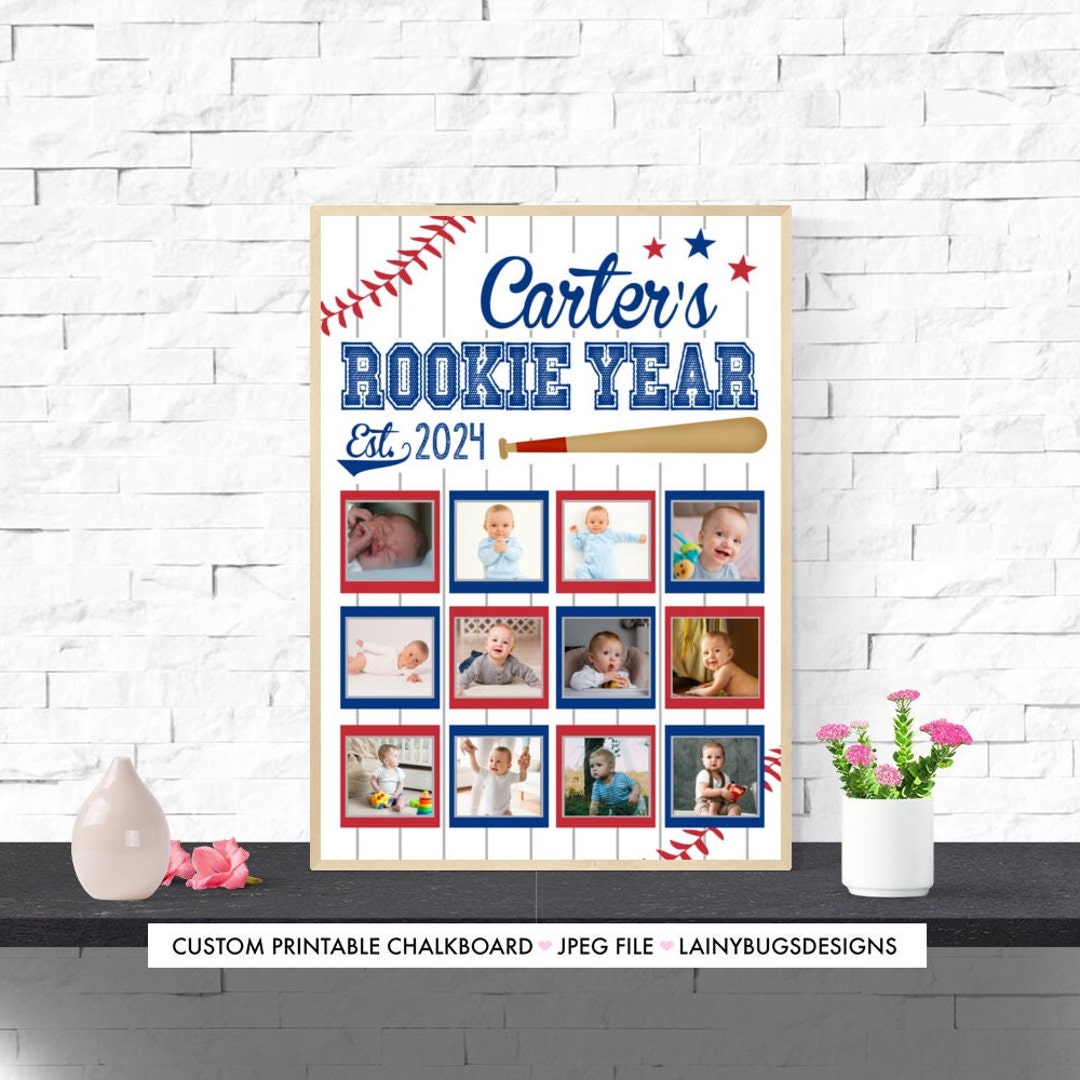 Little Rookie Photo Collage - Rookie Year Photo Sign - Baseball 1st ...