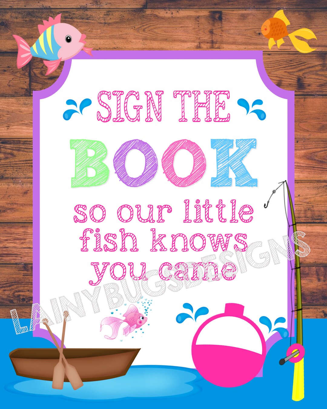 O-fish-ally One Guest Book Sign - First Birthday Signature Sign ...