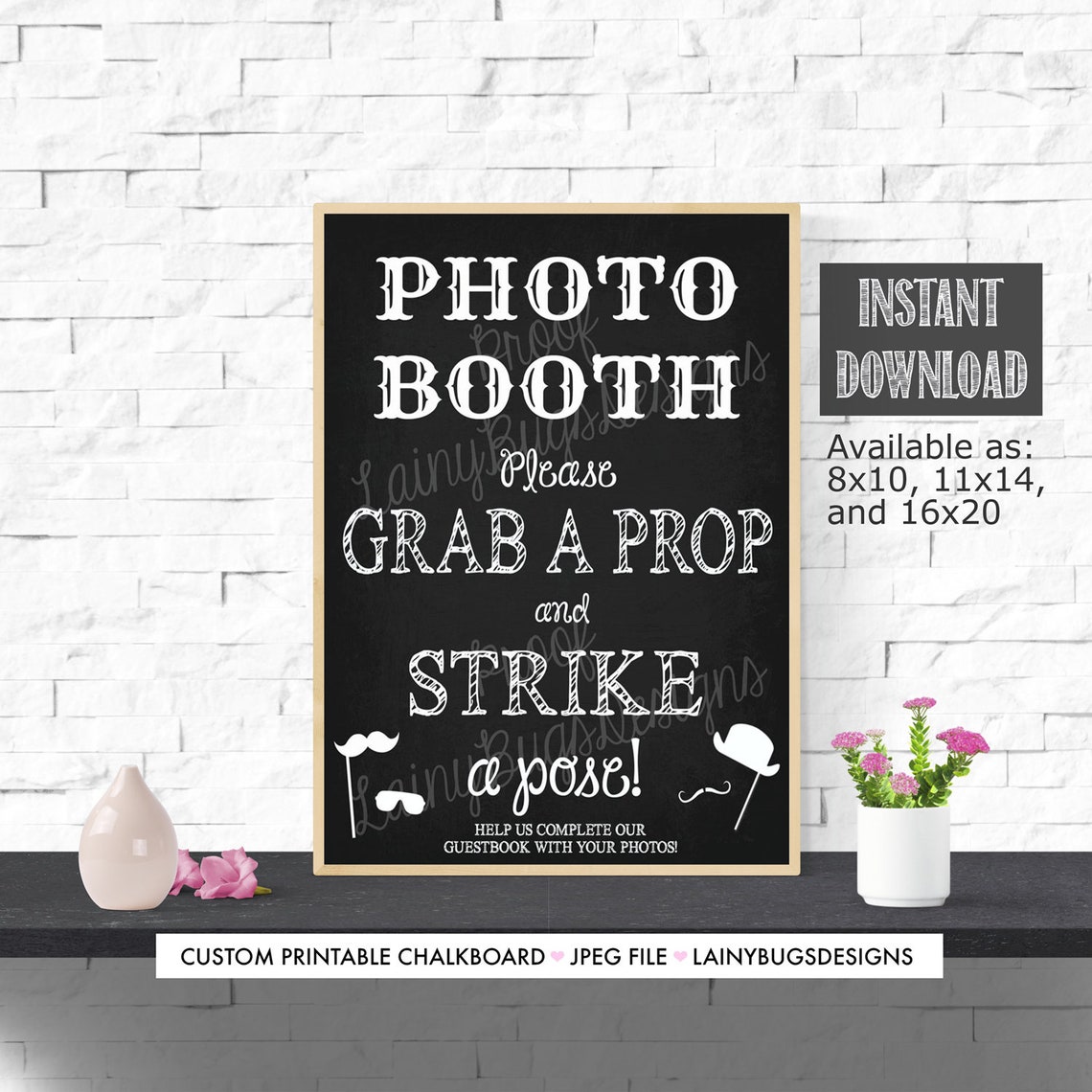 Photo Booth Chalkboard Sign Instant Download Photobooth | Etsy