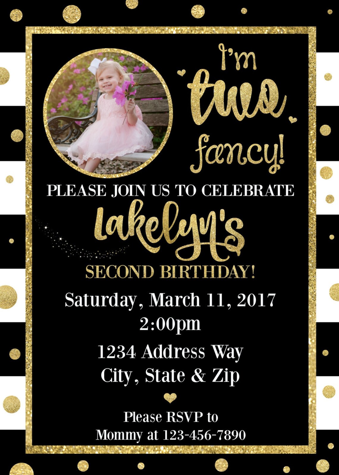I'm Two Fancy Birthday Invitation Second Birthday Invite | Etsy