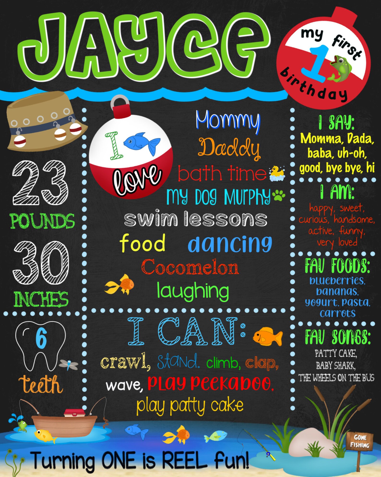 Turning One is Reel Fun Sign Print Yourself Boy's First - Etsy