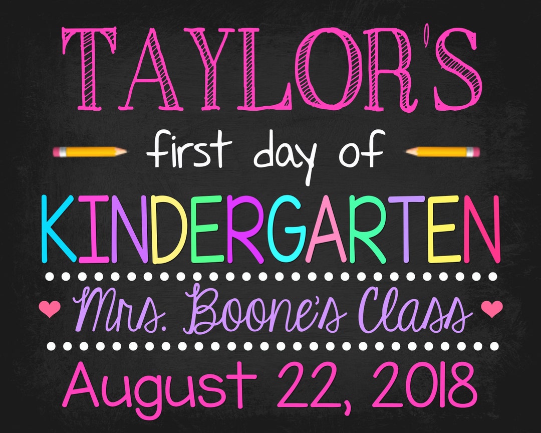 Girl's First Day of Kindergarten Sign - Any Grade - First Day of First ...
