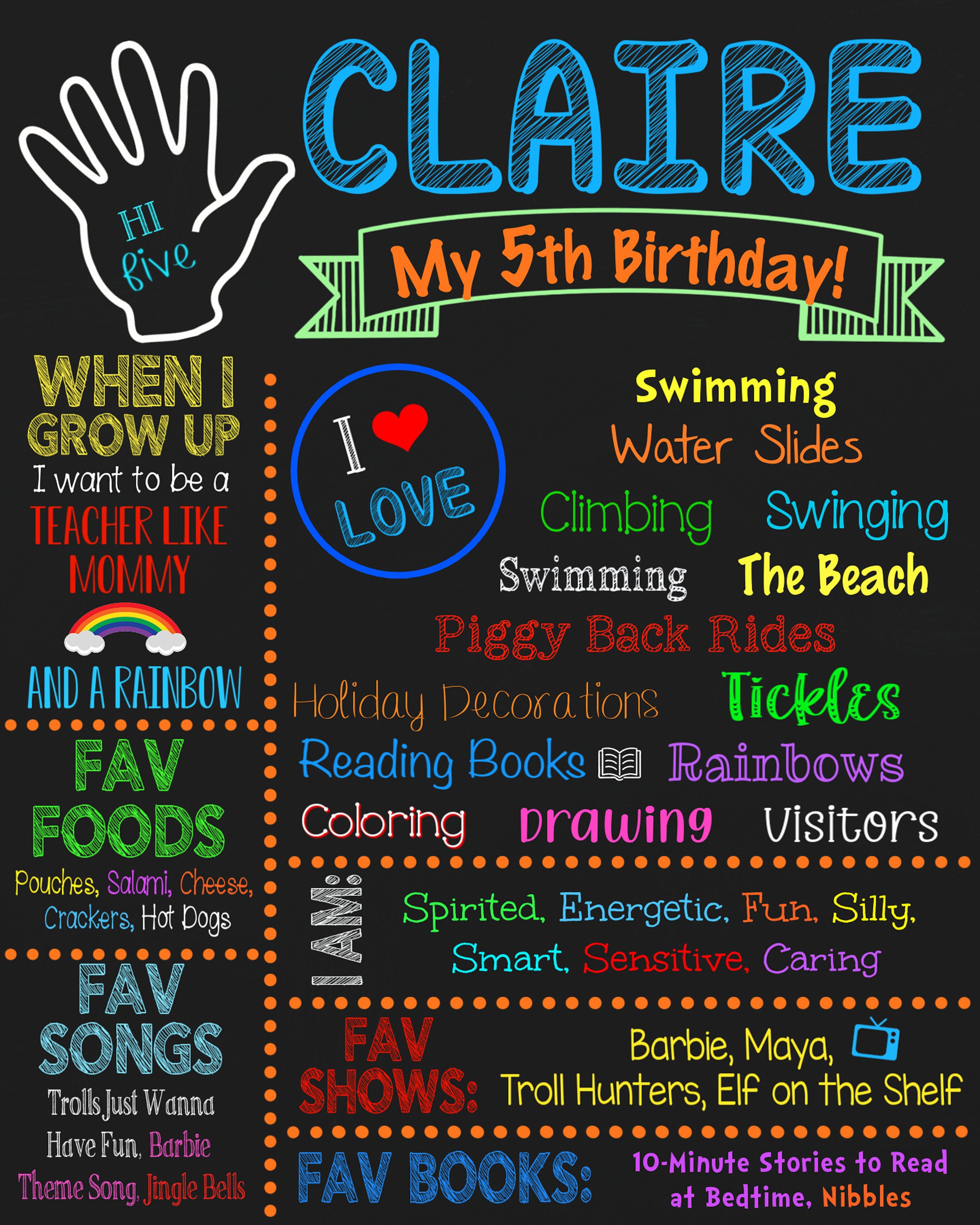 Boys 5th Birthday Chalkboard Sign - Printable 5th Birthday Chalkboard ...