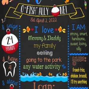 O-fish-ally One Birthday Chalkboard Printable First Birthday Chalkboard ...