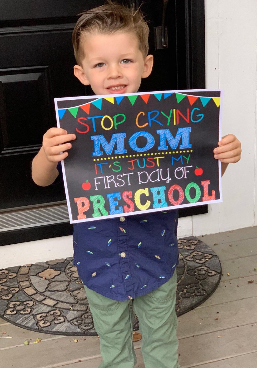 Stop Crying Mom - It's Just My First Day of Preschool Sign - Preschool ...
