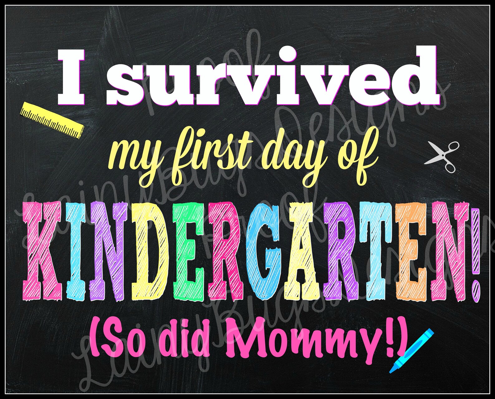 I Survived My First Day of Kindergarten Girl Colors | Etsy
