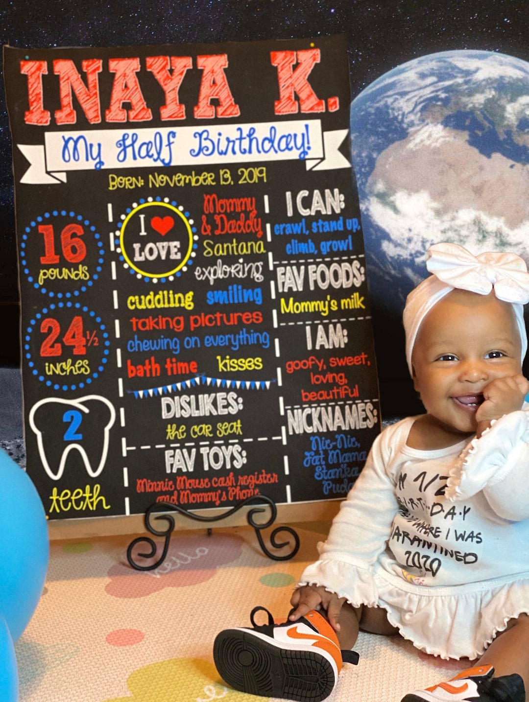Colorful Half Birthday Chalkboard Sign - Print Yourself - Girl's or Boy ...
