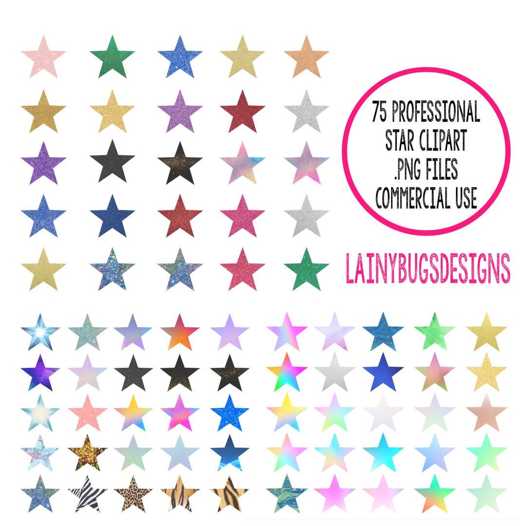 Professional Glitter Stars - Cute Star Clipart - Glitter Stars - .PNG ...