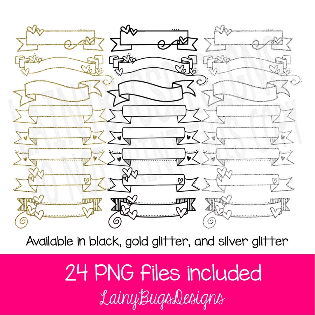 Hand Drawn Banner Clipart - Doodles - Pennant Banners - Colorful ...