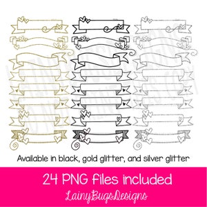 Hand Drawn Banner Clipart - Doodles - Pennant Banners - Colorful ...