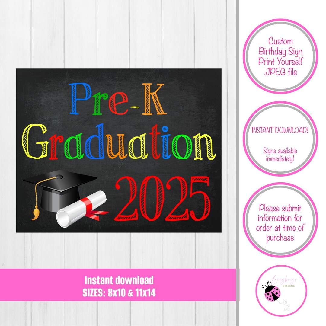 Pre-k Graduation Chalkboard - Digital - Pre-k Graduate Sign - Boy Pre-k ...