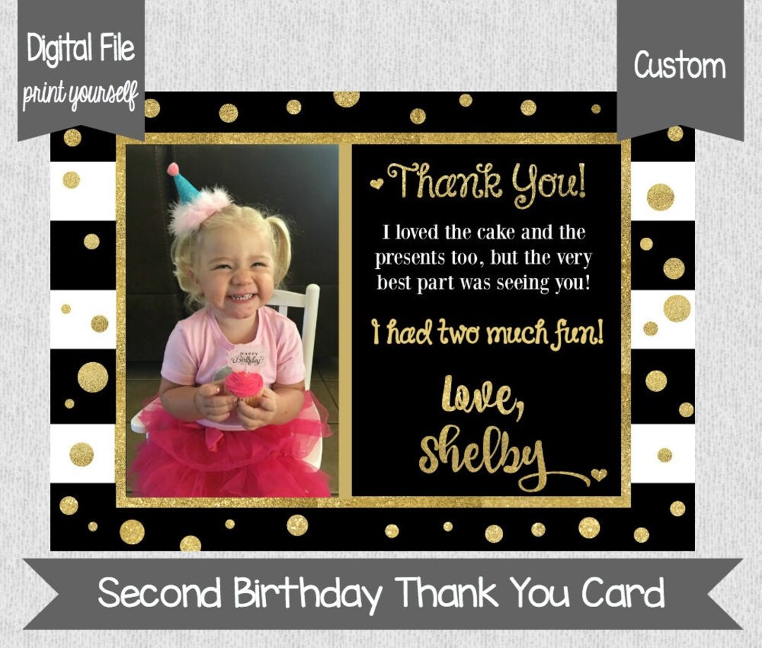 Two Fancy Thank You Card Two Much Birthday Party Two Much Thank You ...