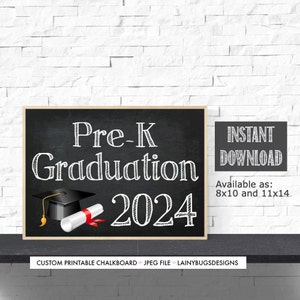 Pre-k Graduation Chalkboard - Preschool Graduation Sign - Pre-k ...