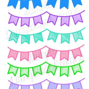 Hand Drawn Banner Clipart - Doodles - Pennant Banners - Colorful ...