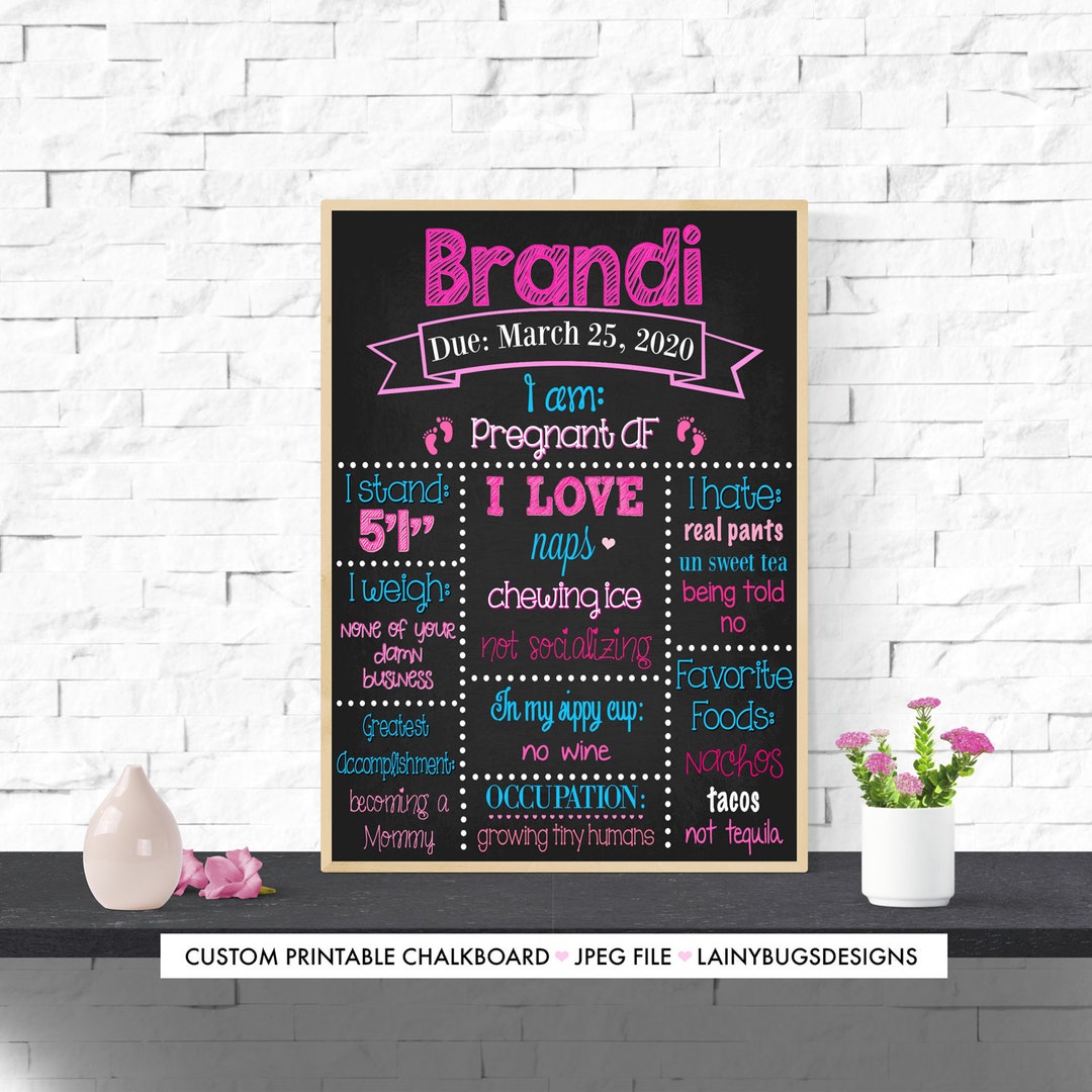 Pregnant AF Chalkboard Sign - Fun Pregnancy Chalkboard - Print Yourself ...