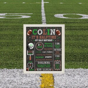 Football Half Birthday Chalkboard - Edit Yourself Birthday Sign ...