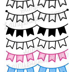 Hand Drawn Banner Clipart Doodles Pennant Banners Colorful Banners ...