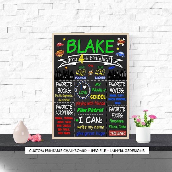Superhero Chalkboard - Etsy