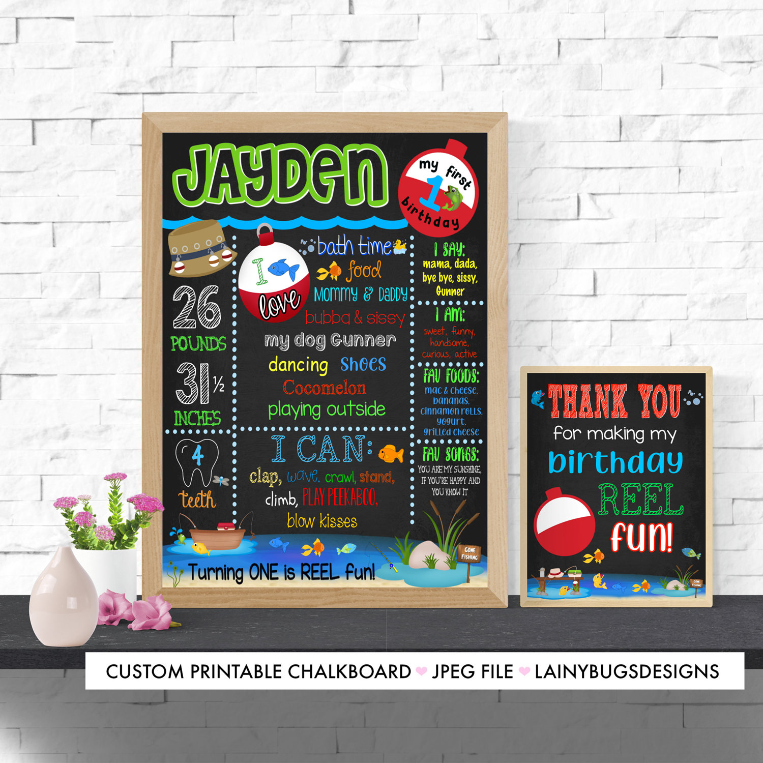 Turning One is Reel Fun Sign Print Yourself Boy's First | Etsy