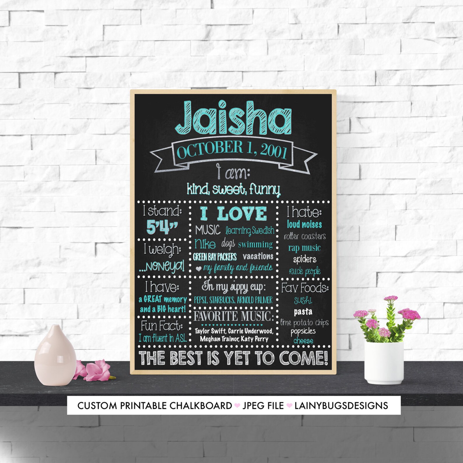 Girl's 18th Birthday Chalkboard Sign Digital File Can - Etsy