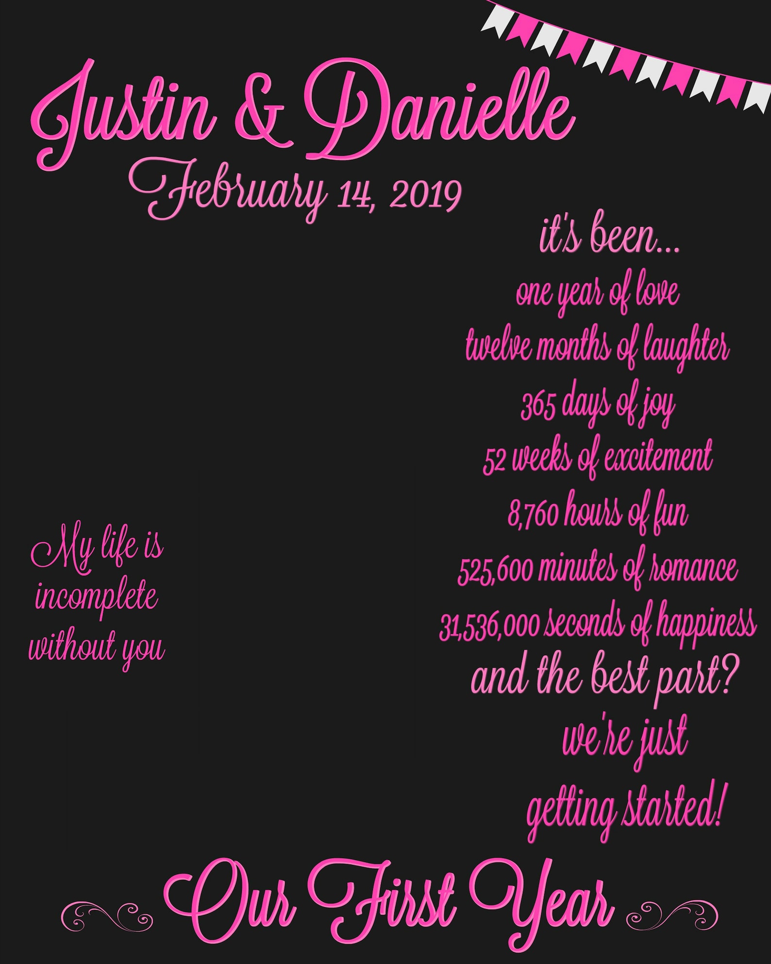 One Year Anniversary Our First Year First Year Together - Etsy