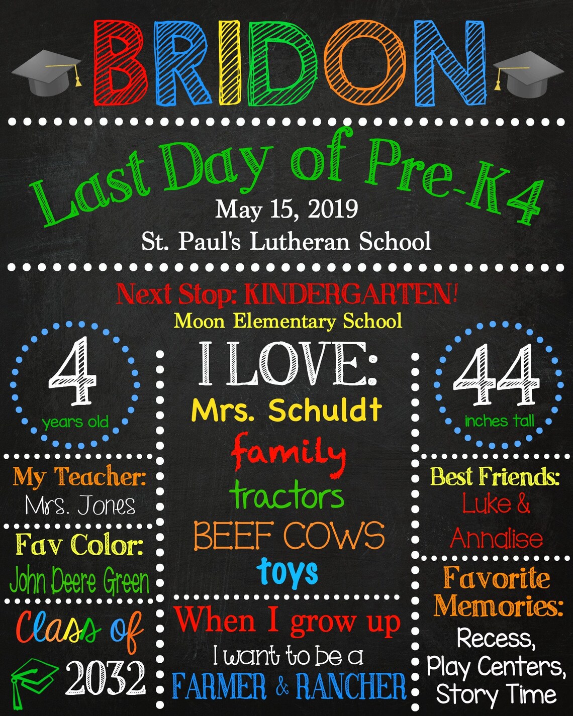 Pre-k Graduation Chalkboard Preschool Chalkboard Sign | Etsy