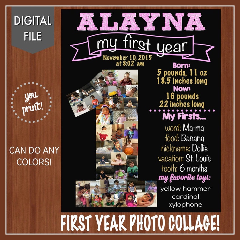 Baby's First Year Collage Poster Digital Photo Collage | Etsy