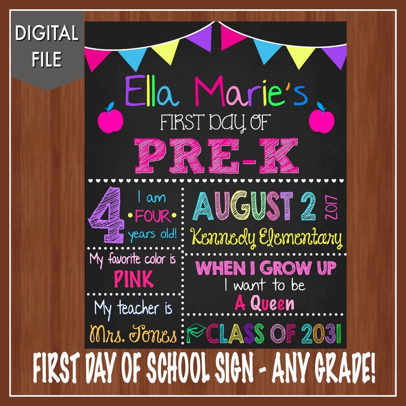 First Day of Pre K - Etsy