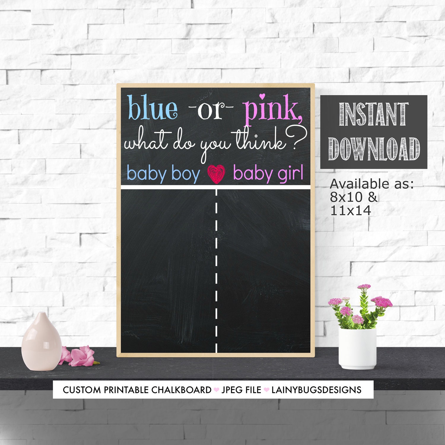Gender Reveal Voting Chart Instant Download He or She | Etsy