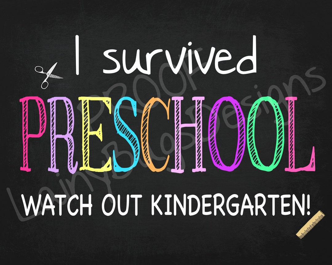 I Survived Preschool Chalkboard Digital Last Day of - Etsy