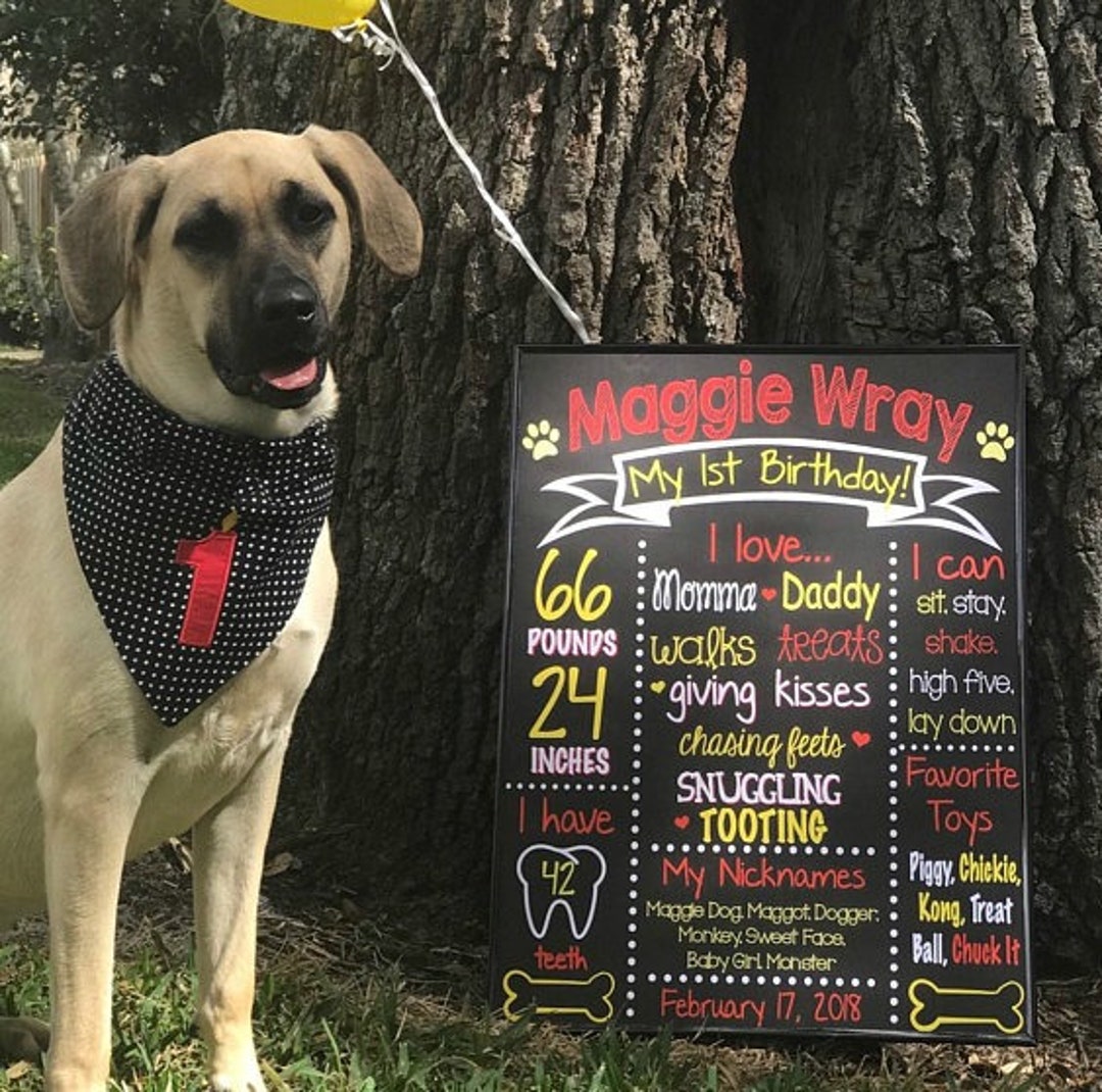 Puppy Party Chalkboard Digital Dog First Birthday Chalkboard Puppy ...
