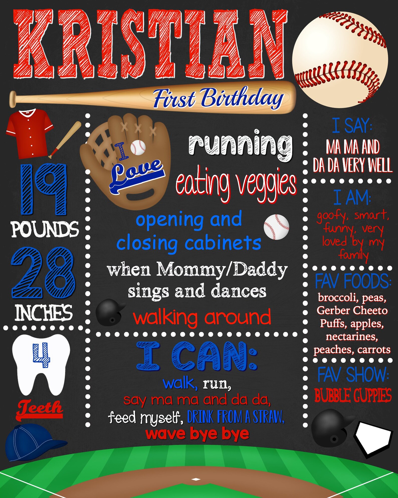 Baseball First Birthday Chalkboard Sign Printable First - Etsy