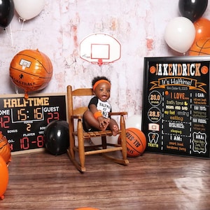 Basketball Half Birthday Chalkboard Sign - Print Yourself - Basketball ...