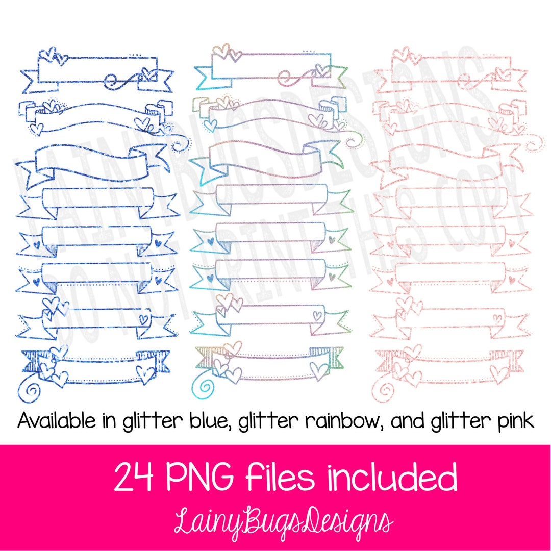 Hand Drawn Banner Clipart - Doodles - Pennant Banners - Colorful ...