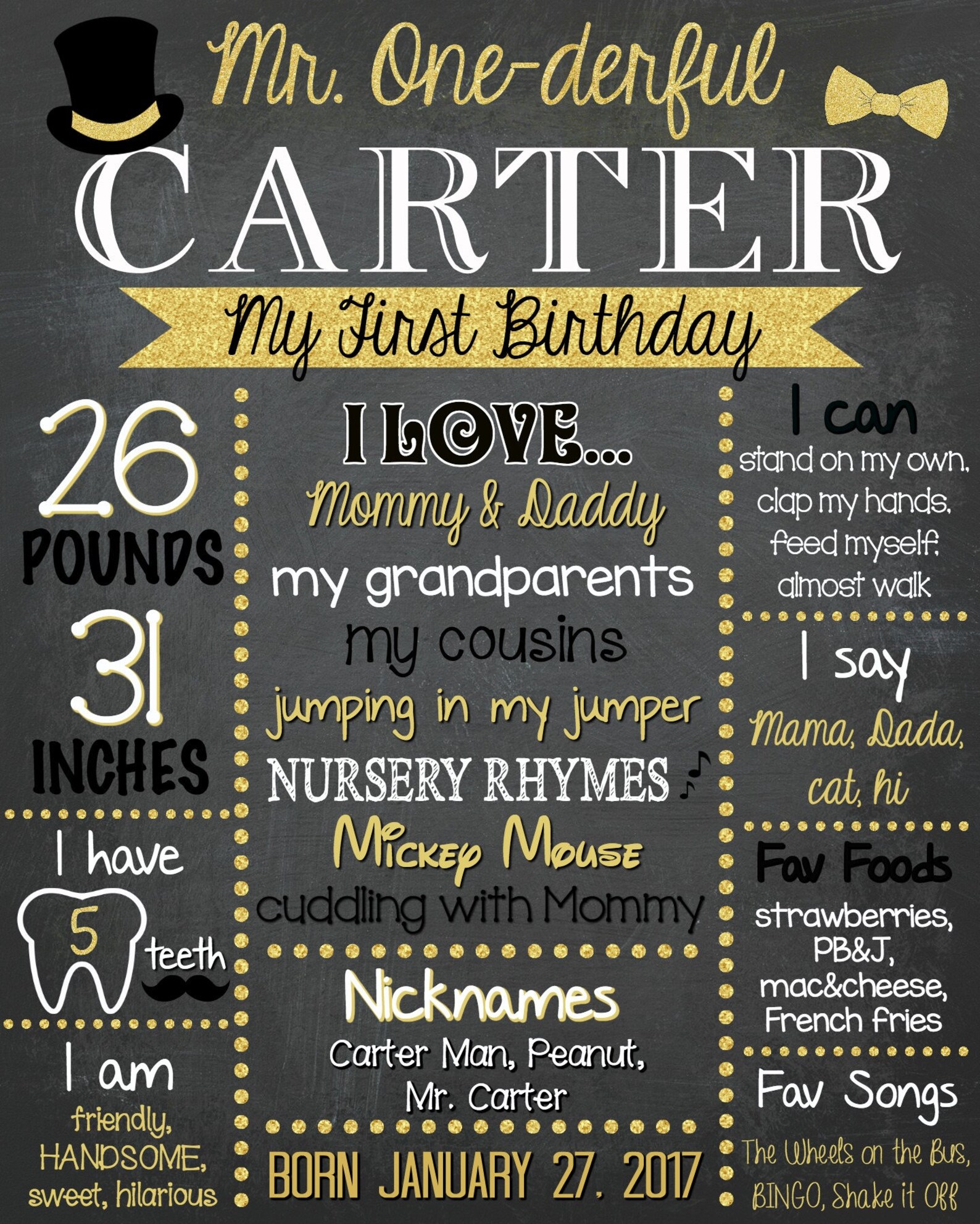 Mr. One-derful First Birthday Chalkboard Mr. Onederful | Etsy