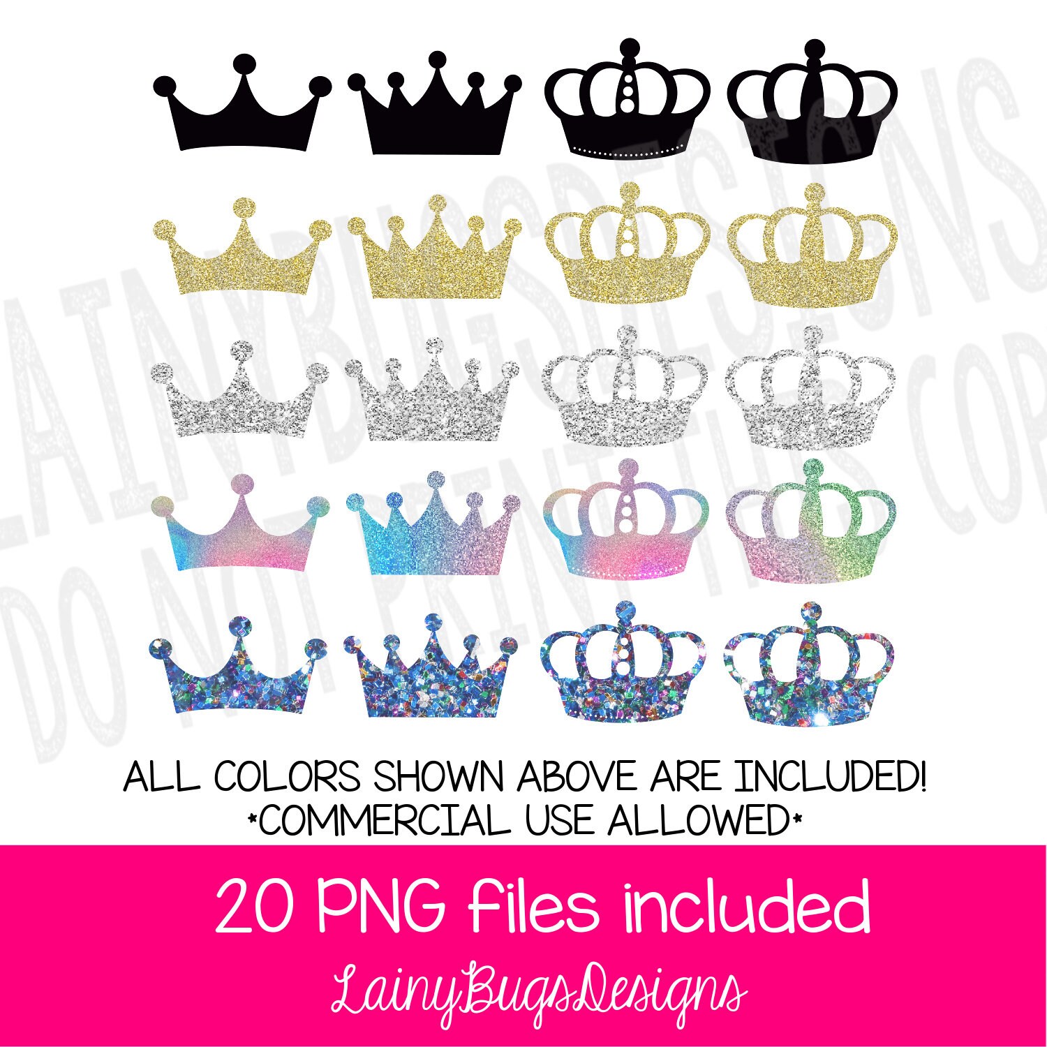 Royal Princess Crown Clipart - PNG Files - Princess Crowns - Glitter ...