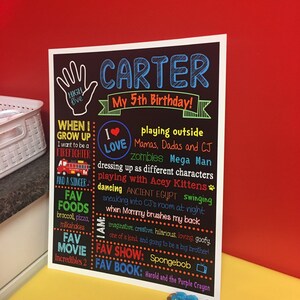 Boys 5th Birthday Chalkboard Sign - Printable 5th Birthday Chalkboard ...