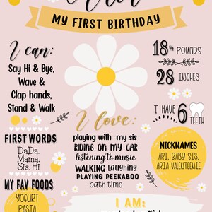 Daisy Flower First Birthday Chalkboard - 1st Birthday Chalkboard ...