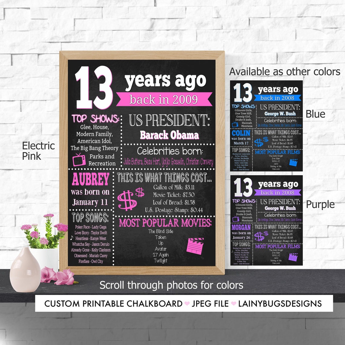 13th Birthday Chalkboard Sign Printable 13th Birthday Sign - Etsy