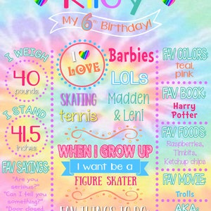 Tie Dye Birthday Sign - Print Yourself - Tie Dye Party - 8th Birthday ...